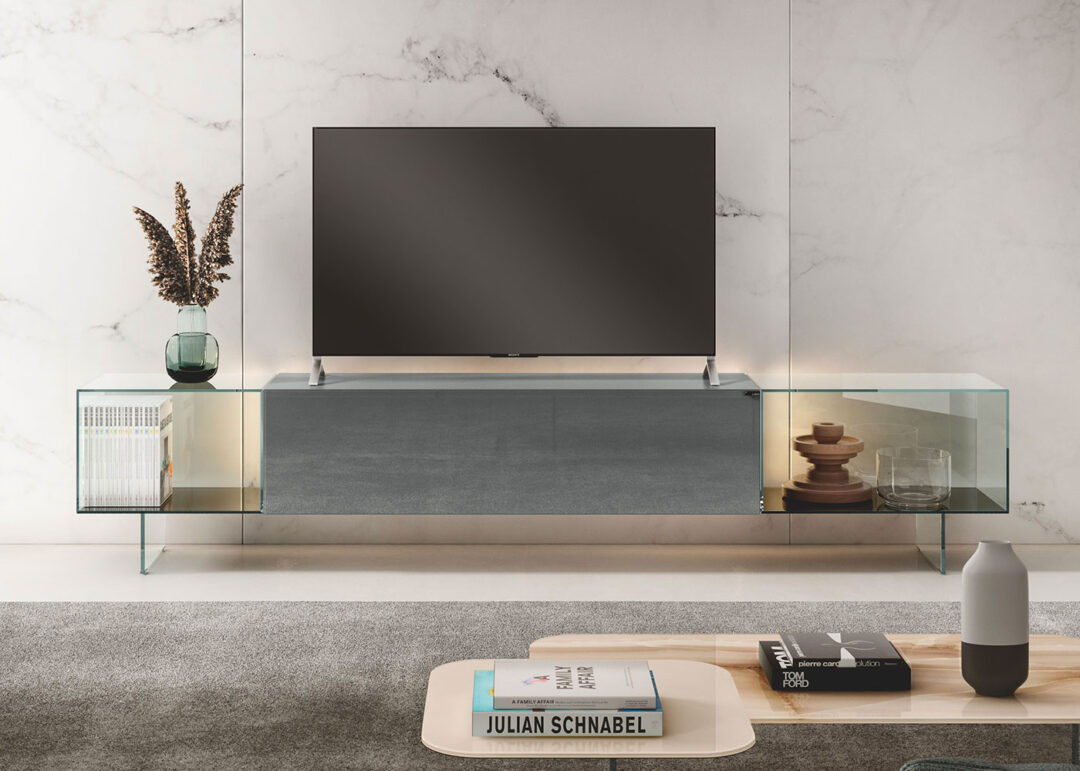 LAGO 36e8 Glass Tv Unit 1407 - Midfurn Furniture Superstore